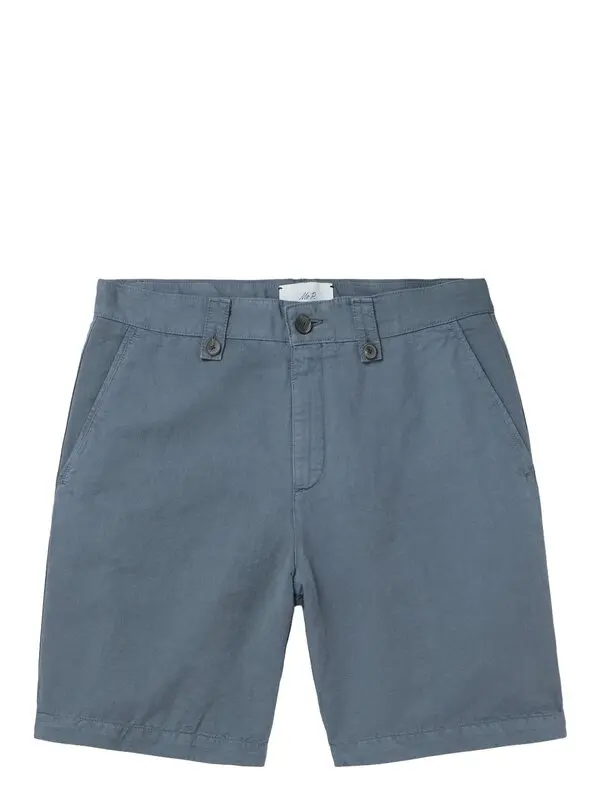 Mr P. Wide-leg Organic Cotton And Linen-blend Bermuda Shorts - Blue