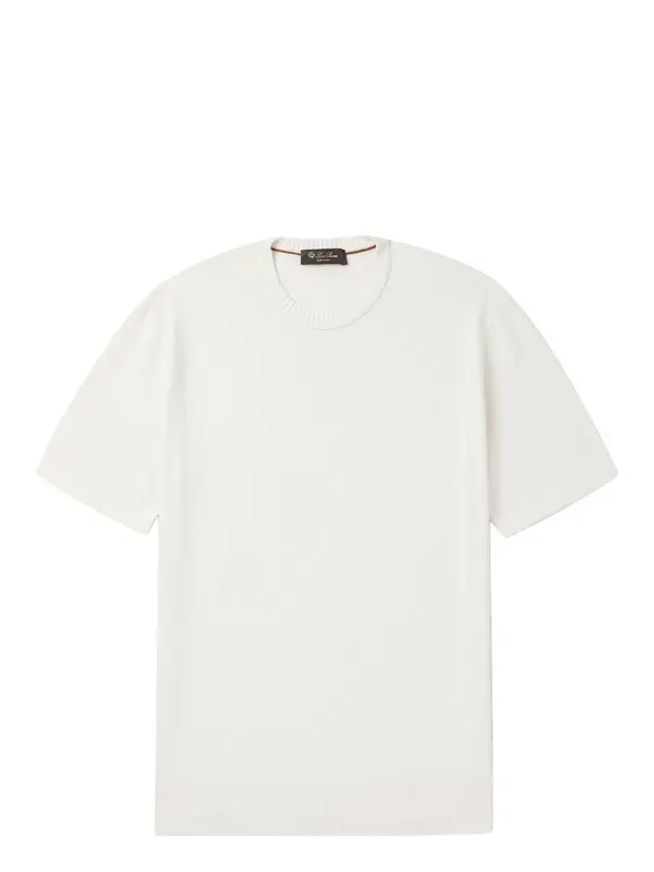 Loro Piana Slim-fit Cotton And Silk-blend Piqué T-shirt - White