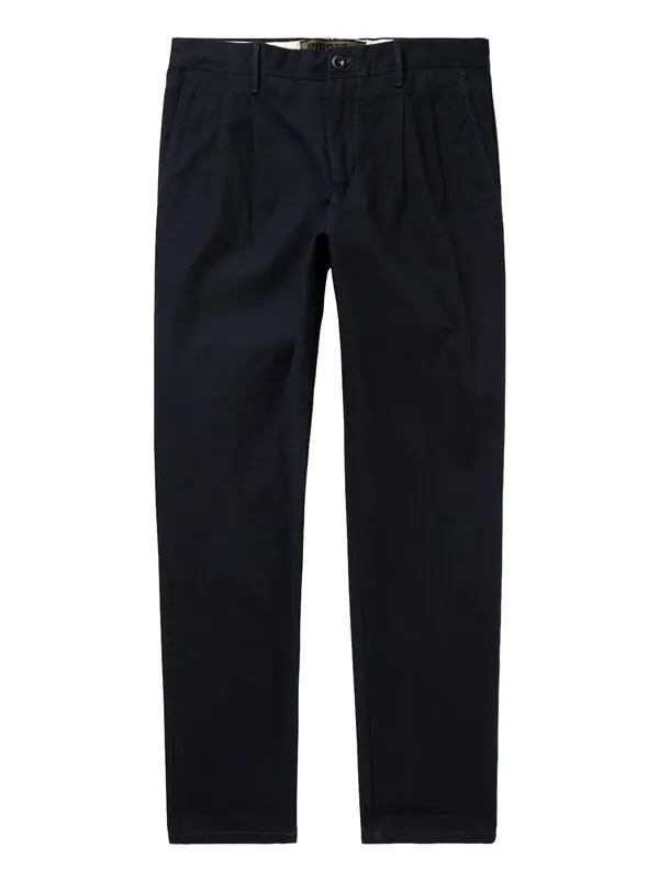 Incotex Slim-fit Pleated Cotton-twill Trousers - Blue