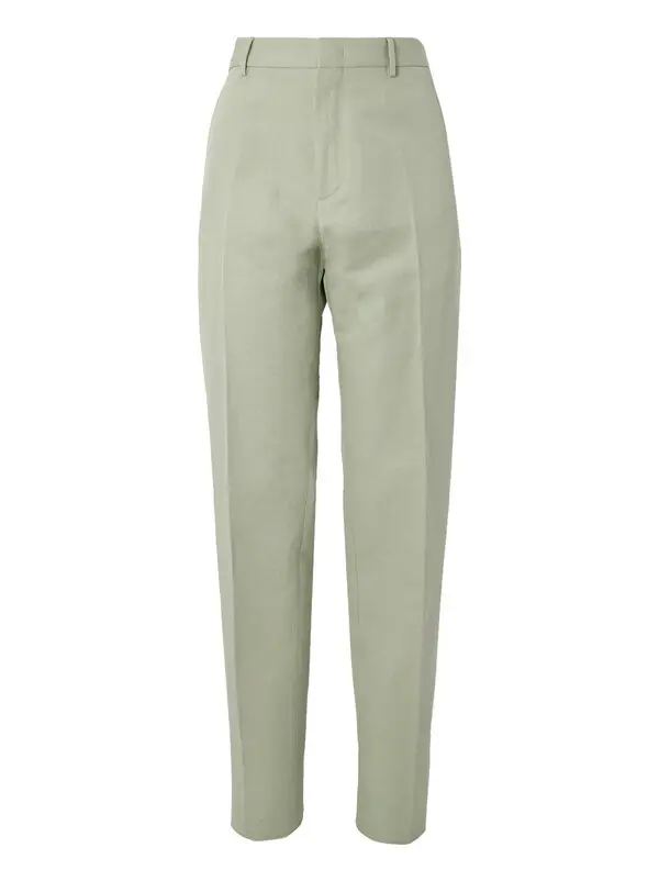 Loro Piana Cedric Tapered Cotton And Linen-blend Canvas Trousers - Green