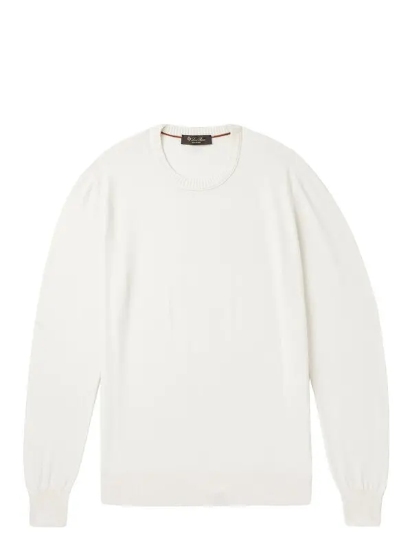Loro Piana Cotton And Silk-blend Piqué Sweater - White