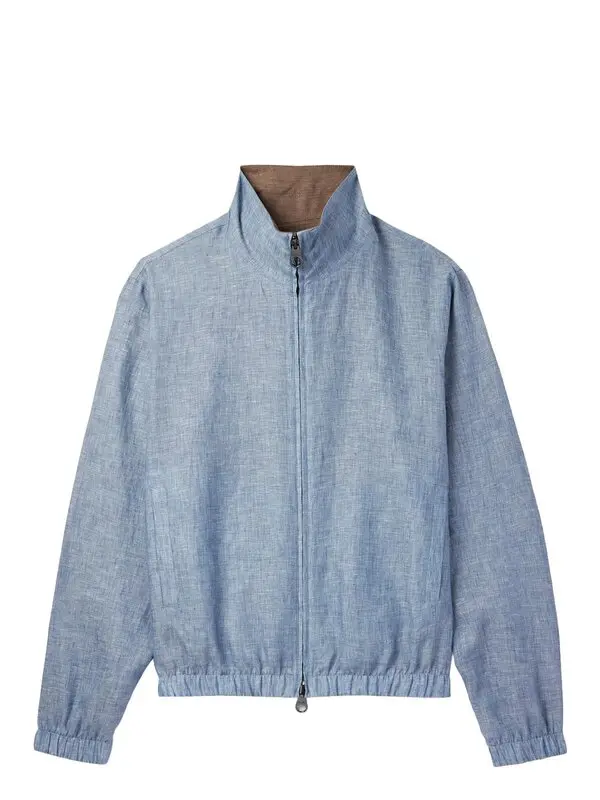 Loro Piana Linen Bomber Jacket - Blue