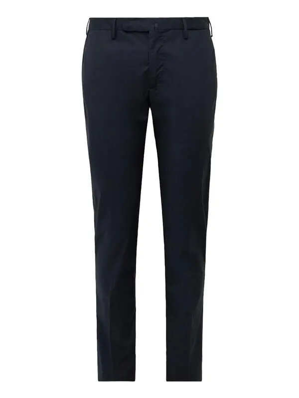 SLOWEAR Venezia 1951 Slim-fit Cotton-blend Poplin Trousers - Blue