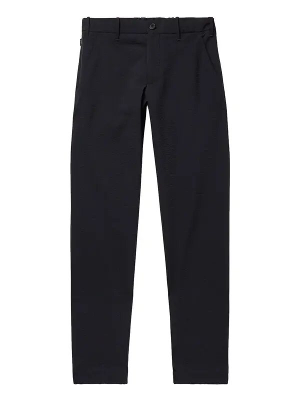 SLOWEAR Teknosartorial Slim-fit Stretch-seersucker Trousers - Blue