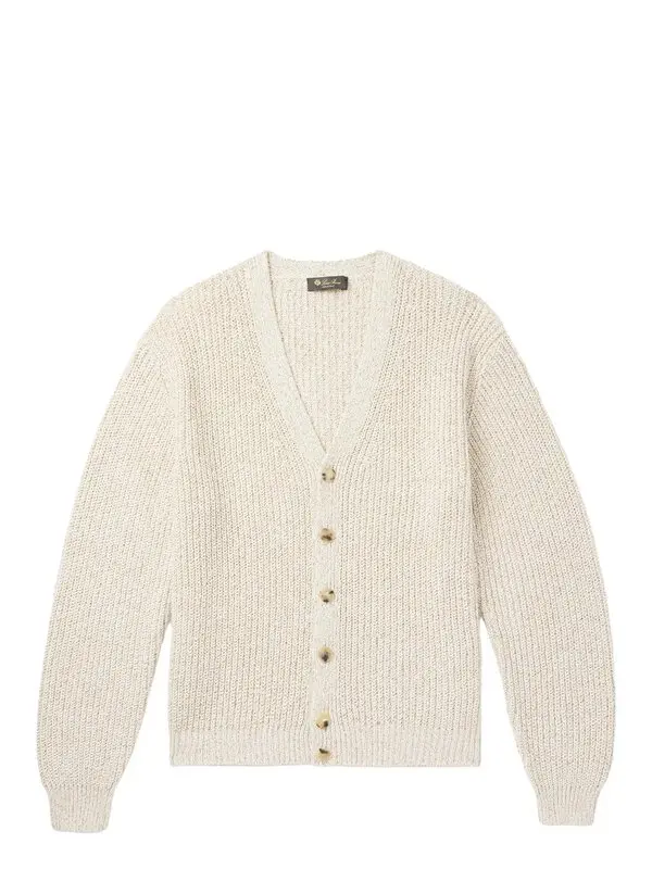 Loro Piana Meina Ribbed Cotton Cardigan - Neutrals