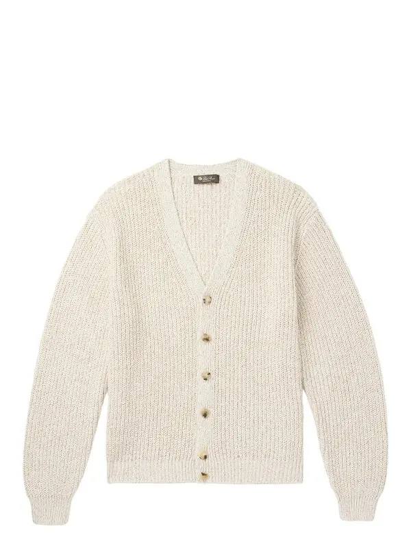 Loro Piana Meina Ribbed Cotton Cardigan - Neutrals
