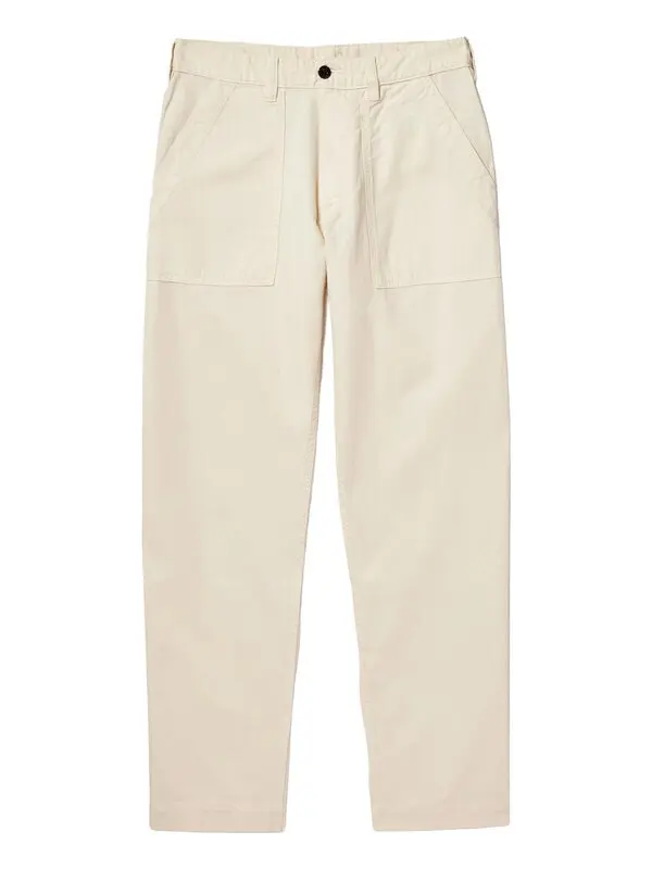 DRAKE'S Tapered Herringbone Cotton And Linen-blend Twill Trousers - Neutrals