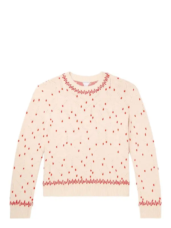 Bottega Veneta Embroidered Jacquard-knit Sweater - Pink