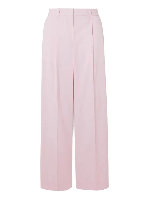 TOTEME Pleated Wide-leg Cotton Pants - Pink