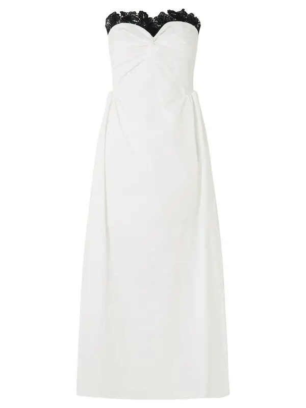 KIKA VARGAS Rose Guipure Lace-trimmed Maxi Dress - White