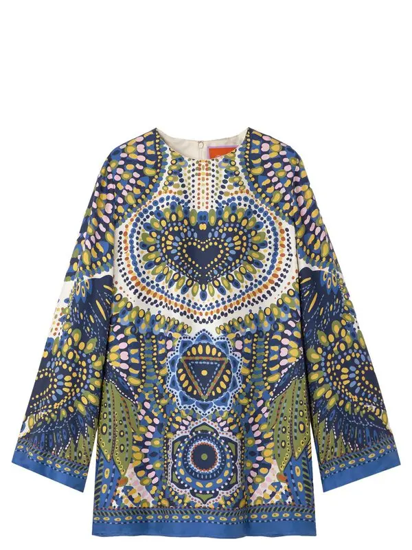 La DoubleJ Supreme Swing Printed Silk-twill Mini Dress - Blue