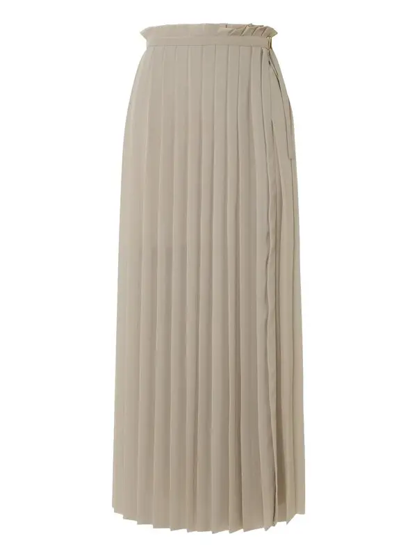 Ami Belted Pleated Maxi Skirt - Neutrals