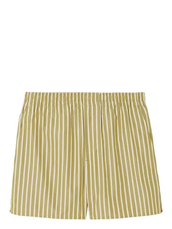 Ami Striped Cotton-poplin Shorts - Yellow