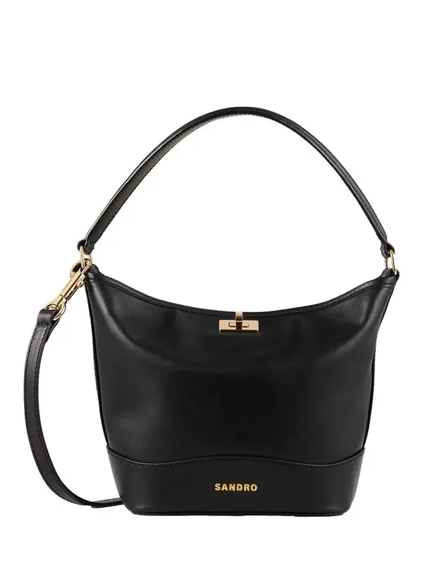 Sandro Tangoso Mini Leather Bucket Bag - Black