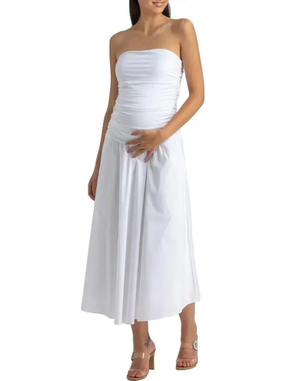 PIETRO BRUNELLI Strapless Drop Waist Dress - White