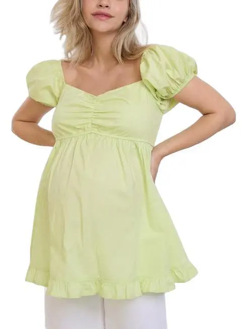 Motherhood Maternity Off-the-shoulder Babydoll Maternity Top - Soft Lime