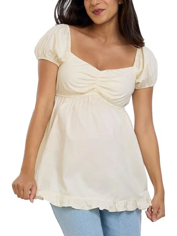 Motherhood Maternity Off-the-shoulder Babydoll Maternity Top - Winter White