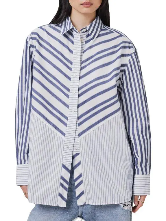 ALLSAINTS Shannon Stripe Shirt - White/ Blue