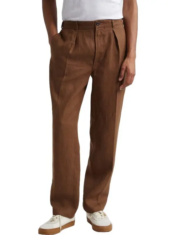 DRAKE'S Miki Antique Linen Games Trousers - 300 Coffee