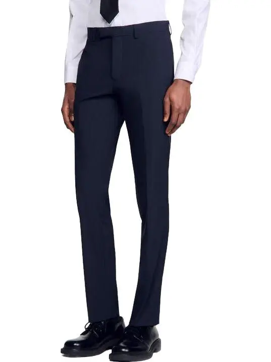 Sandro Wool Suit Trousers - Navy Blue