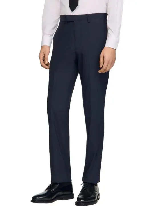 Sandro Wool Suit Trousers - Navy Blue