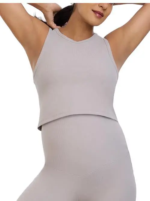 Motherhood Maternity Crew Neck Racerback Cropped Maternity Tank - Opal