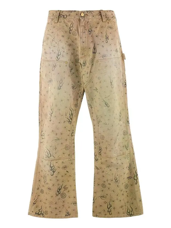 SAINT MXXXXXX Graphic-print Trousers - Neutrals