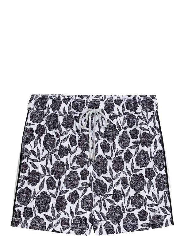 LE CLUB 4.25" Eco-friendly 4-way Stretch Swim Trunks - Black/white