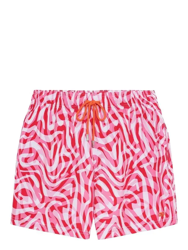 LE CLUB 4.25" Eco-friendly 4-way Stretch Swim Trunks - Pink And White