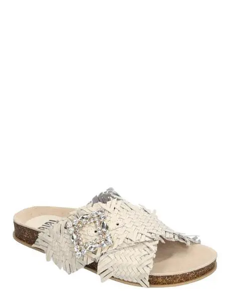 BIBI LOU Danna Fringe Slide Sandal - Blanco