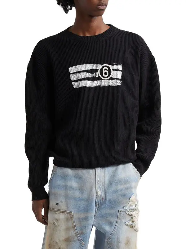 MAISON MARGIELA Numeric Motif Ribbed Sweater - Black