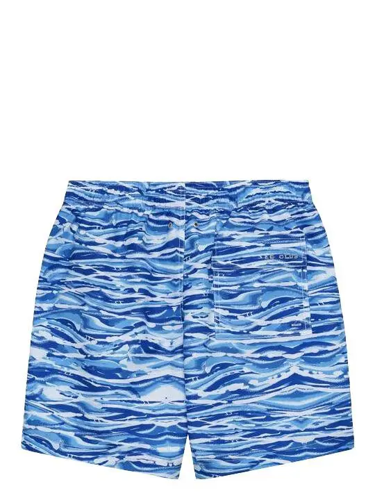 LE CLUB 4-way Stretch Swim Trunks - Blue/white Tides