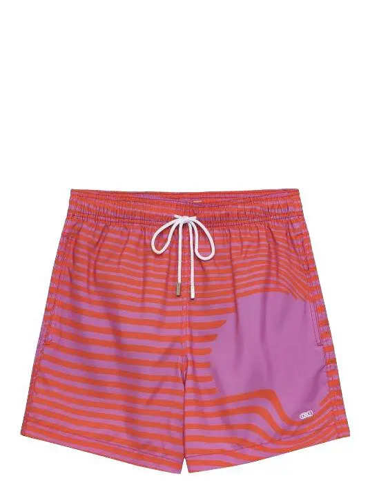 LE CLUB 4-way Stretch Swim Trunks - Orange/pink