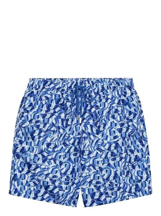 LE CLUB 4-way Stretch Swim Trunks - White/blue