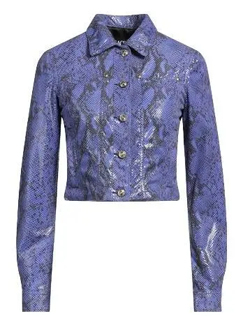 Versace Coated Snakeskin-print Jacket - Blue