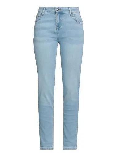 John Richmond Skinny Jeans With Leather Trims - Blue