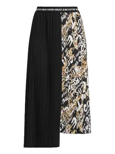 Versace Pleated Midi Skirt With Signature Print - Black