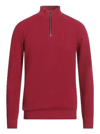 TOMBOLINI Turtleneck Lightweight Knit Half-zip Top - Red