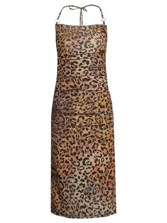 Just Cavalli Midi Leopard-print Dress - Beige
