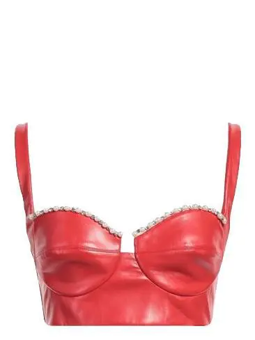 Elisabetta Franchi Coated Corset Top With Appliqués - Red