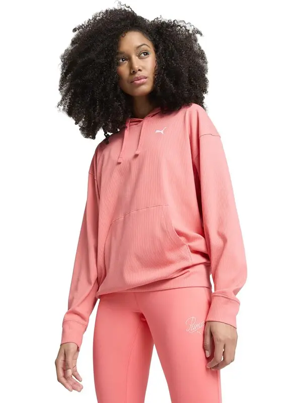 PUMA Elevated Essentials Ribbed Hoodie - Red