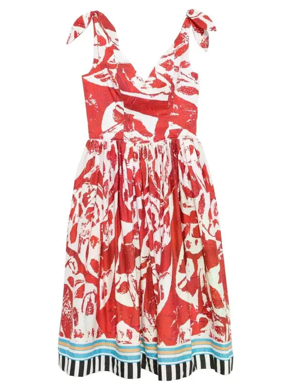 Stella Jean Printed Midi Dress - Red