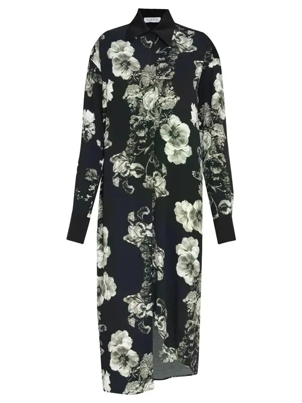 GLORIA COELHO Floral-print Shirt Dress - Black