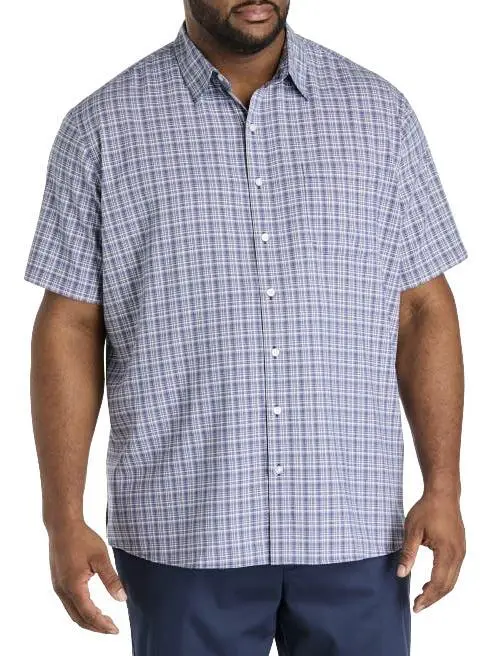 SYNRGY BY DXL Big & Tall Plaid Microfiber Sport Shirt - Blue Multi