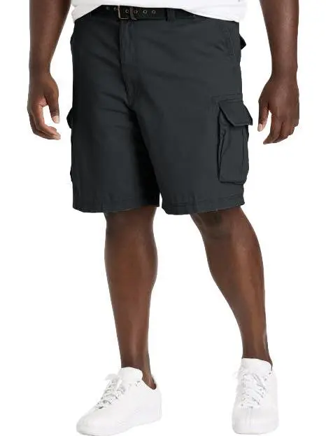 TRUE NATION BY DXL Big & Tall Belted Cargo Shorts - Black
