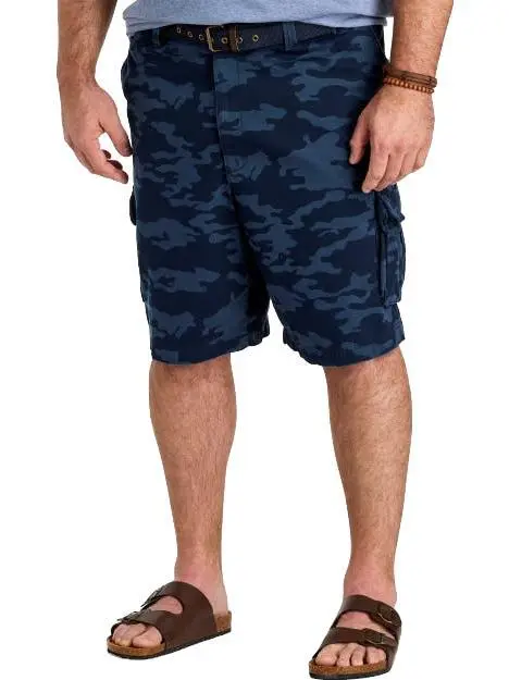 TRUE NATION BY DXL Big & Tall Belted Cargo Shorts - Sapphire Camo