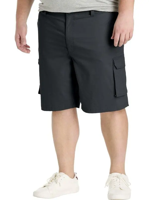 TRUE NATION BY DXL Big & Tall Stretch Ripstop Cargo Shorts - Black