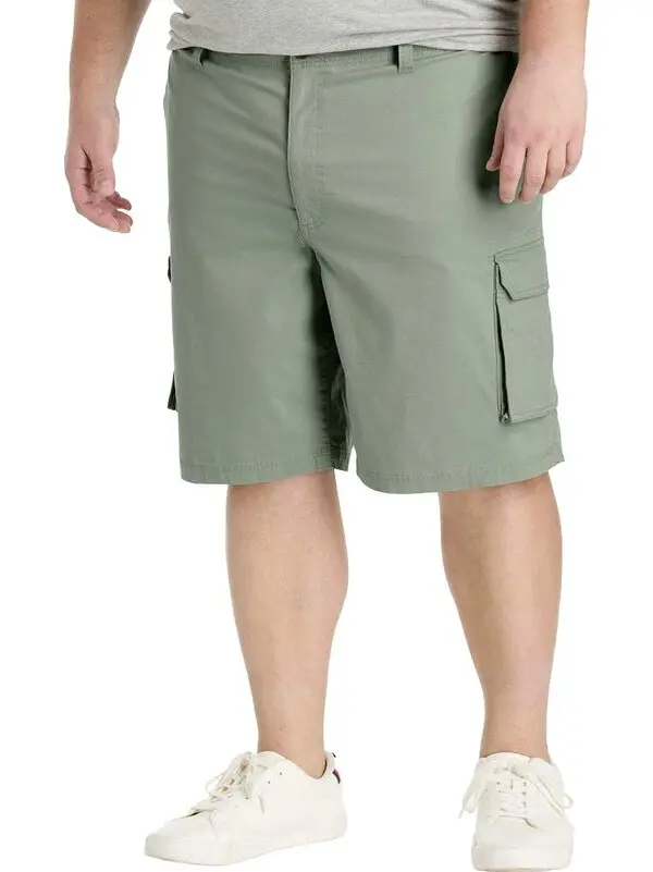 TRUE NATION BY DXL Big & Tall Stretch Ripstop Cargo Shorts - Olive