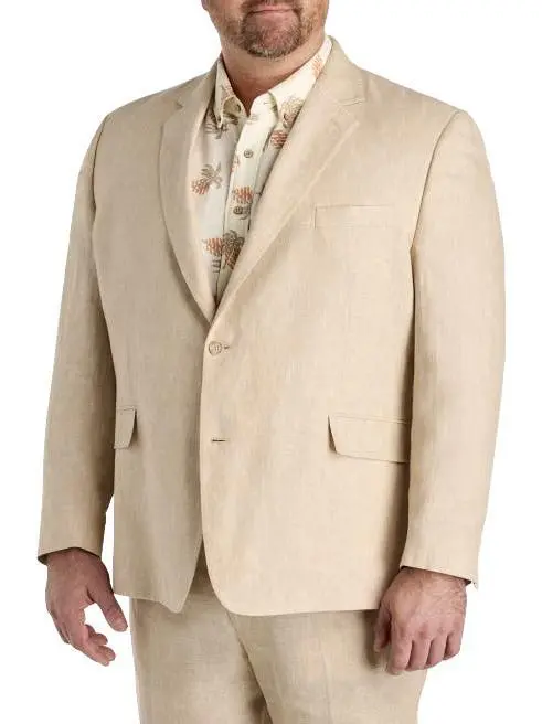 TALLIA Big & Tall Linen Suit Jacket - Tan