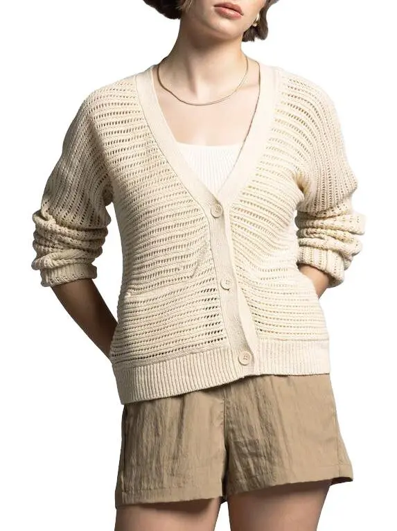 WEEKEND LOS ANGELES Lisette Linen & Cotton Cardigan - Bone